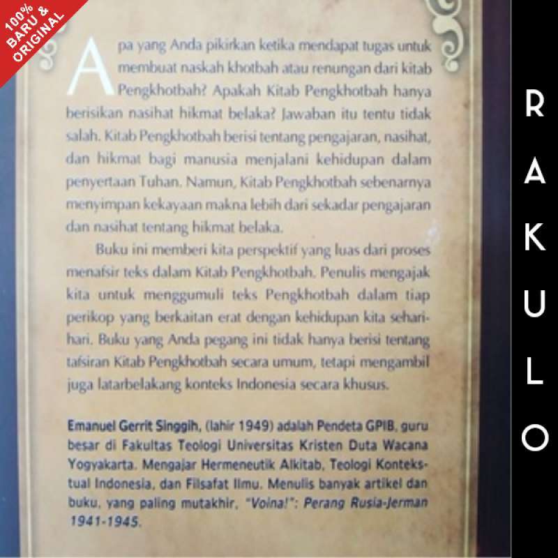 Jual Buku Tafsiran Kitab Pengkhotbah - Pdt. Prof. Emanuel Gerrit ...