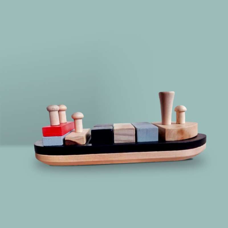 Jual Mainan kayu edukasi-edukatif - balok bangun perahu monochrome di ...