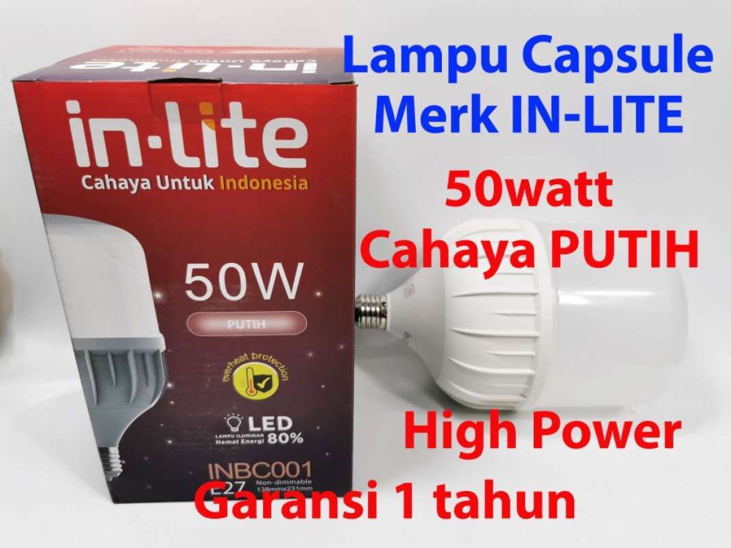 Promo cahaya putih lampu led capsule 50w merk in-lite inlite in lite 1 thn Diskon 20% di Seller ...