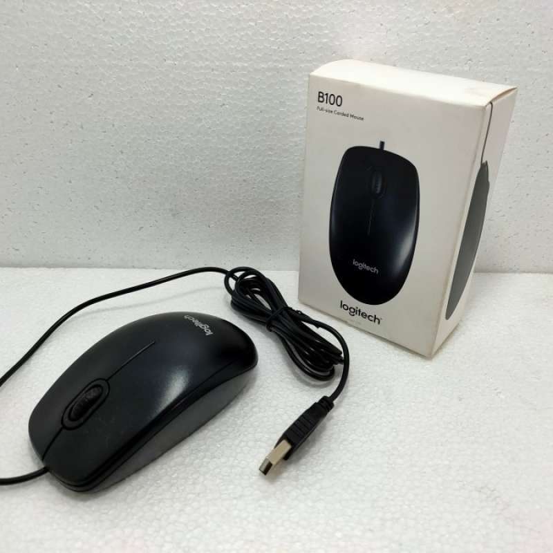 Jual Logitech B100 Mouse USB Cable Optical Original Mouse Logitech New ...