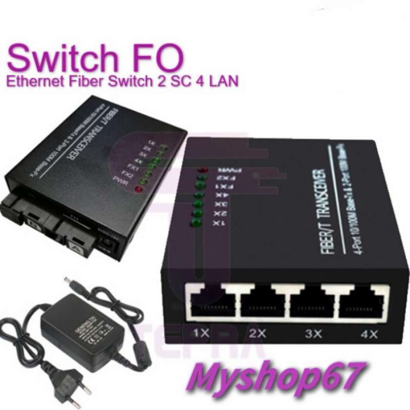 Promo Media Converter Fiber Optic 2Fo 4 LAN-Ethernet Switch 2 FO 4 LAN SC 100 % ORIGINAL ...