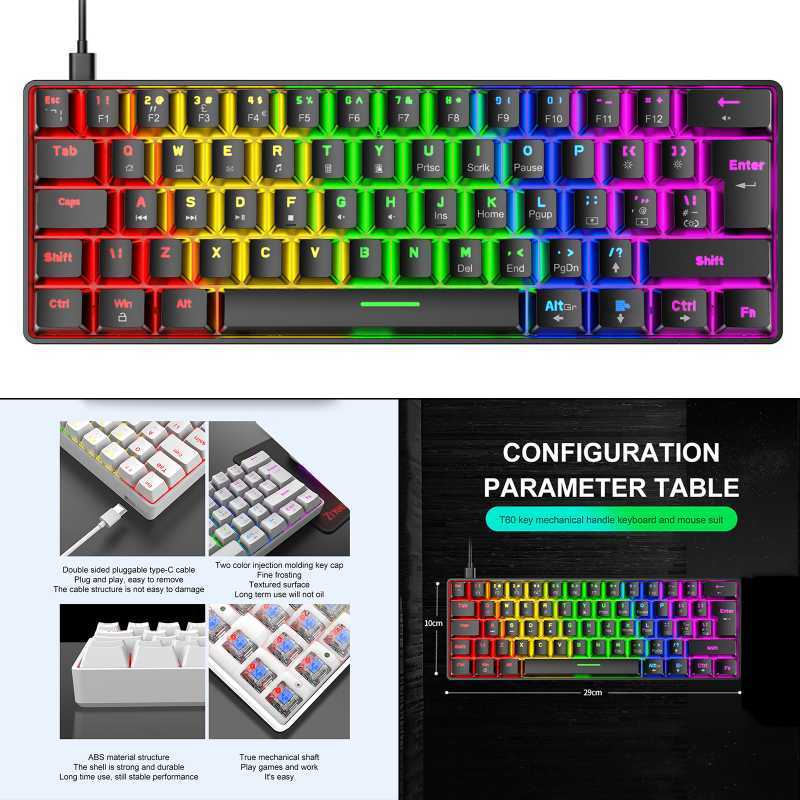 Promo Wired 62Keys UK Mechanical Gaming Keyboard Anti-ghosting, 18 ...