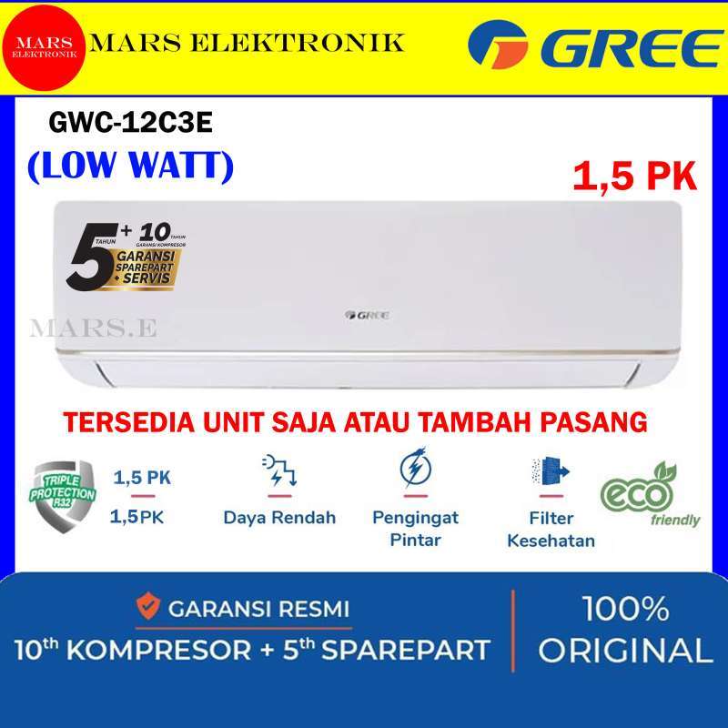 Jual AC GREE GWC-12C3E / 1,5 PK / DELUXE LOW WATT / GWC 12 C3E / FREE ...