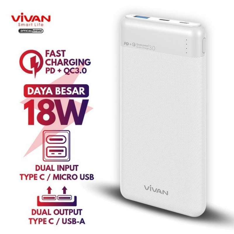 Jual Hotsale Vivan Power Bank 10000Mah 2 Input 2 Output Fast Charging ...