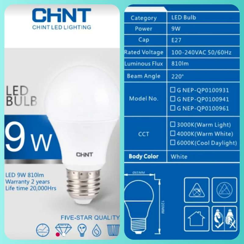 Jual Paket Lampu Jepit + Bulb Chint 9watt - Lampu Belajar Pameran ...