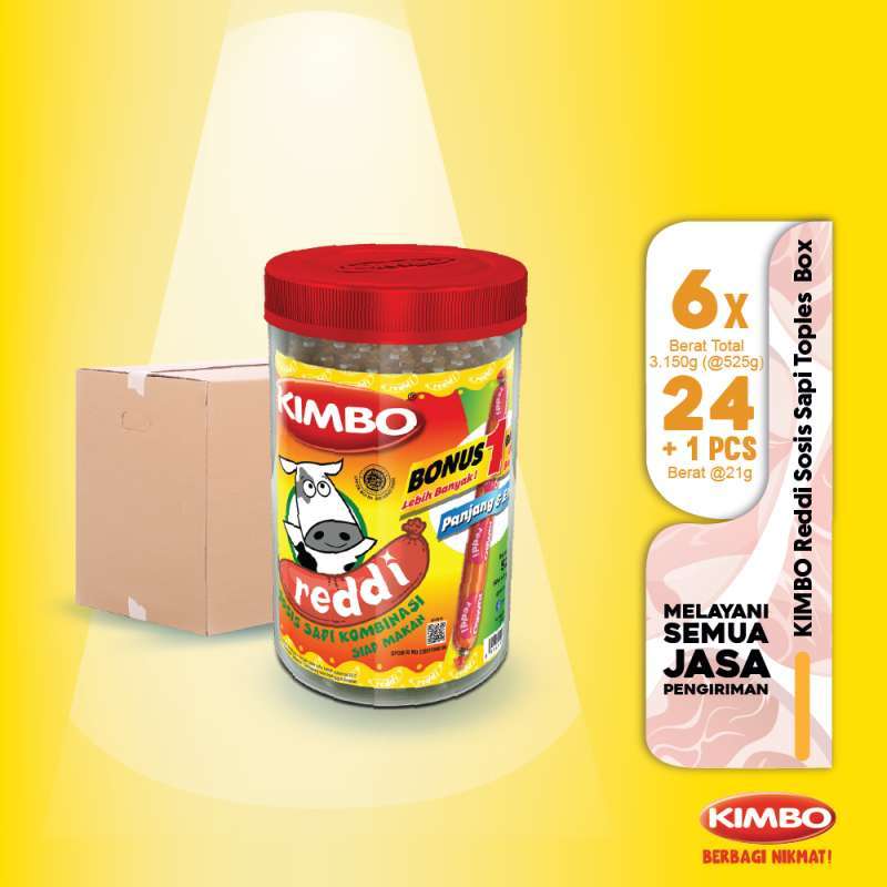 Promo KIMBO Reddi Sosis Sapi Toples Box [6 pcs x 525 g] Diskon 40% di ...