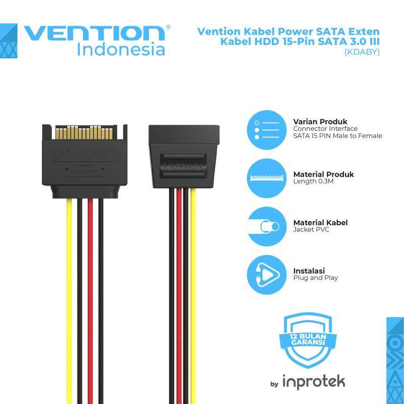 Jual Vention Kabel Power Sata Extension Kabel Hdd 15-pin Sata 3.0 Iii ...