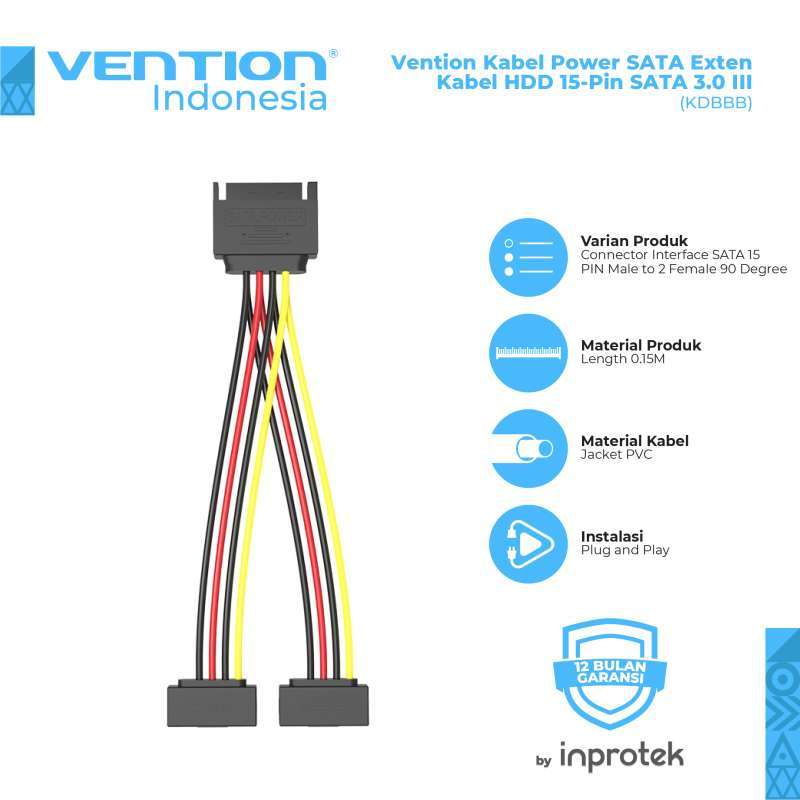 Jual Vention Kabel Power SATA Extension Kabel HDD 15-Pin SATA 3.0 III ...