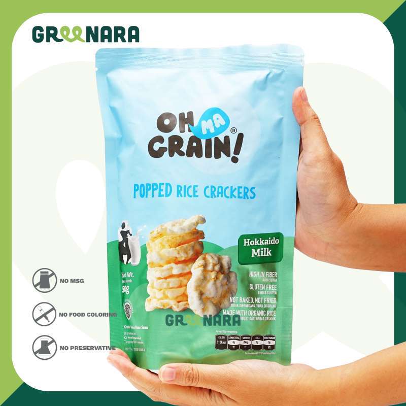 Jual Oh Ma Grain Hokkaido Milk Popped Rice Crackers / Snack Kreker ...