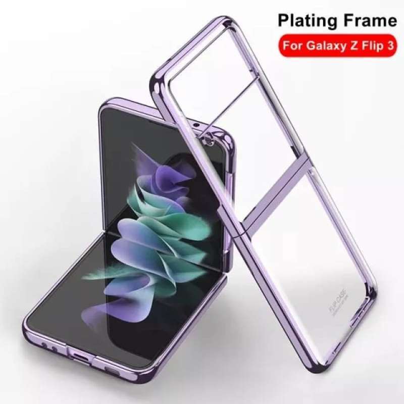 Jual SAMSUNG GALAXY Z FLIP 3 Plating Frame Case Clear Plastic Full ...