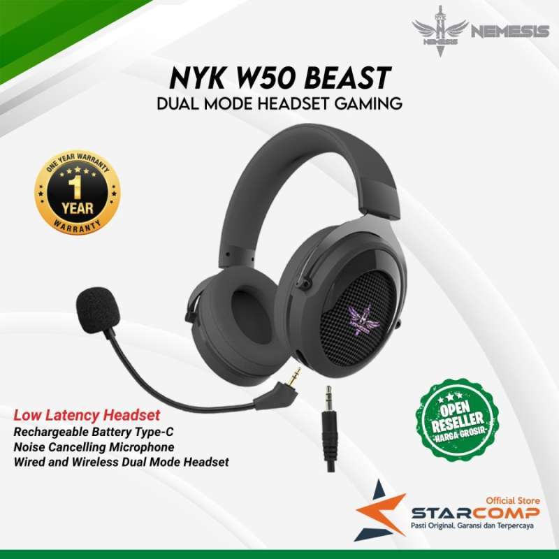 Jual NYK W50 / W 50 BEAST Wireless and Wired Dual Mode Gaming Headset ...
