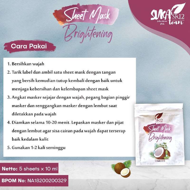 Jual Sheet Mask Bpom Brightening Sr12 / Masker Wajah Untuk Mencerahkan ...