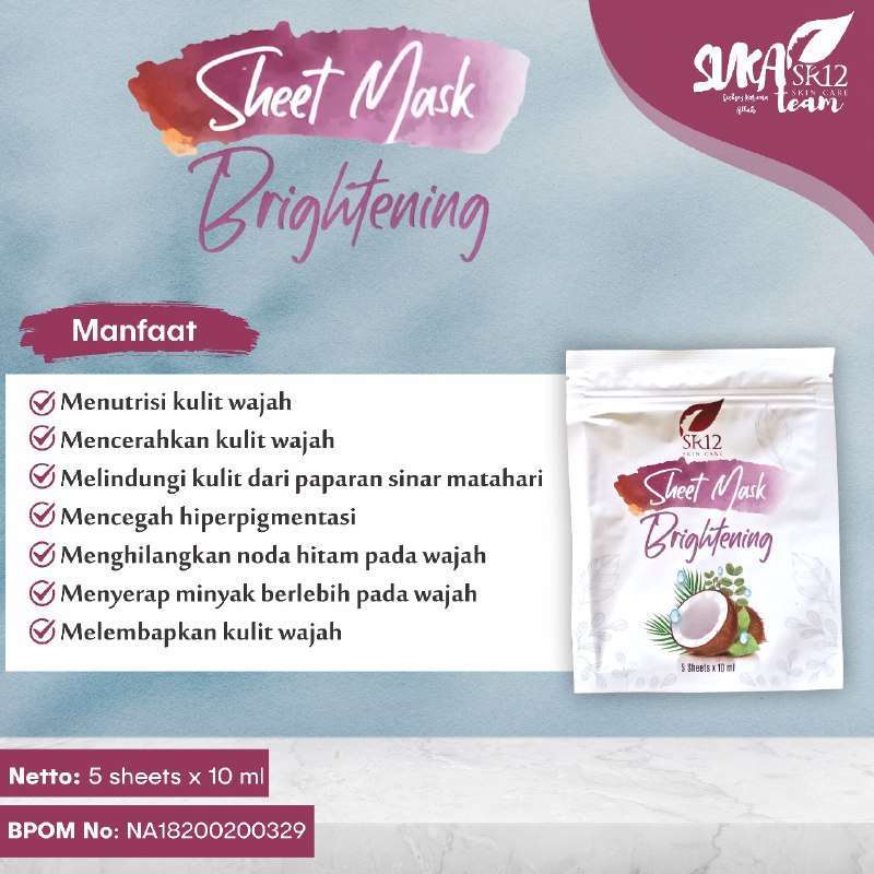 Jual Sheet Mask Bpom Brightening Sr12 / Masker Wajah Untuk Mencerahkan ...