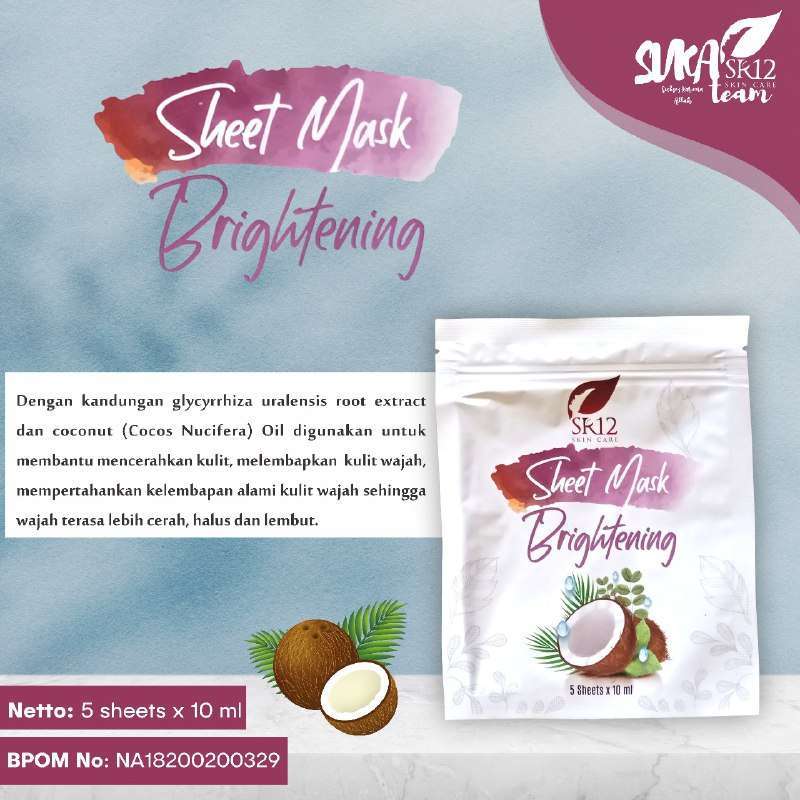 Jual Sheet Mask Bpom Brightening Sr12 / Masker Wajah Untuk Mencerahkan ...