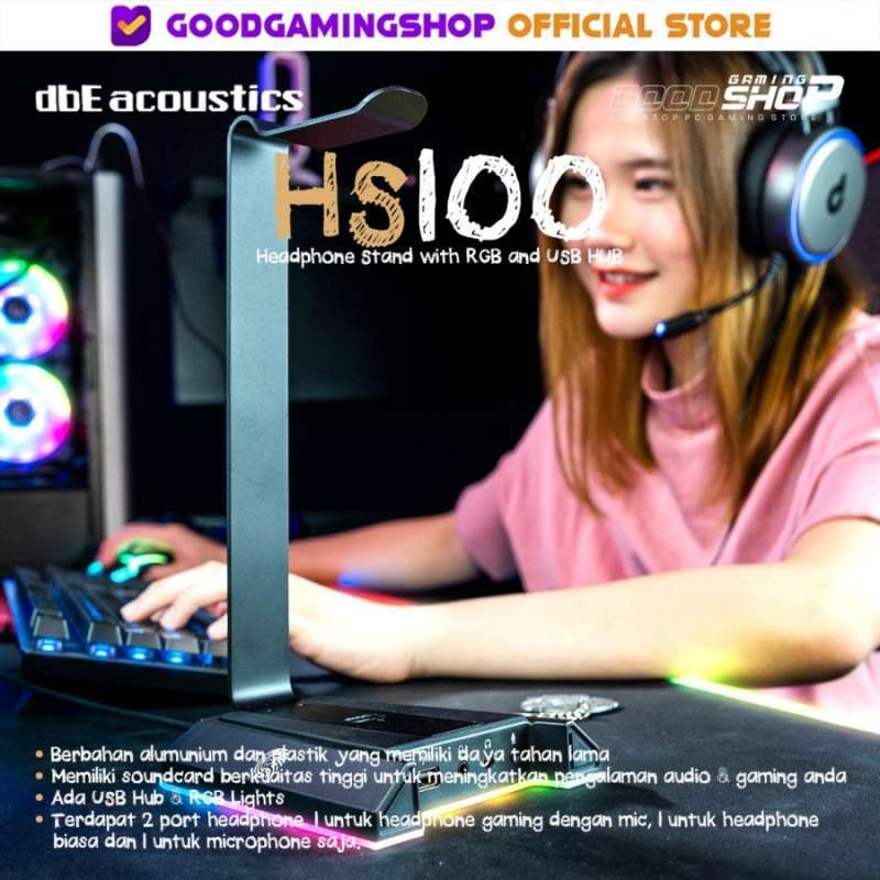 Jual dbE HS100 7.1 Virtual Surround Headphone Stand with RGB and USB ...