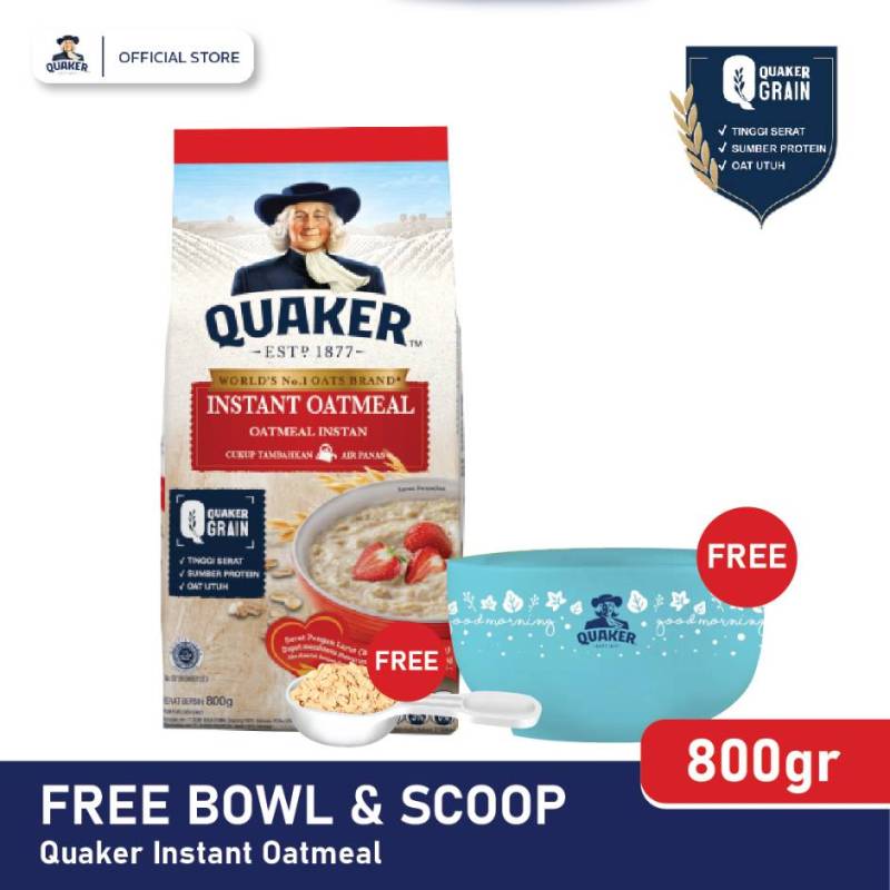 Jual QUAKER Instant Oatmeal [800 g] Free Bowl dan Scoop di Seller ...