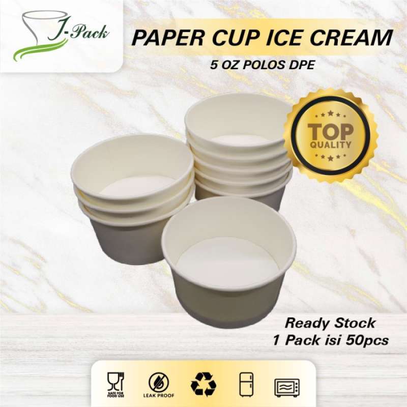 Jual PAPER ICE CREAM CUP 5 OZ COLD - DPE POLOS - PER 50 PCS di Seller ...