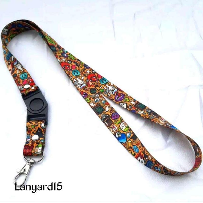 Promo Lanyard Tali Gantungan Id Card Name Tag Holder Dodle Coklat ...