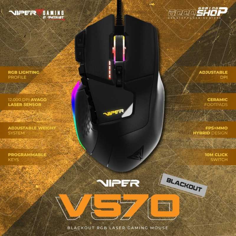 Jual PATRIOT VIPER V570 BLACKOUT EDITION RGB LASER GAMING MOUSE di ...