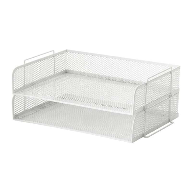 Jual Tempat Kertas Surat 2 Tingkat Jaring Besi Baja Putih 34x24 cm ...