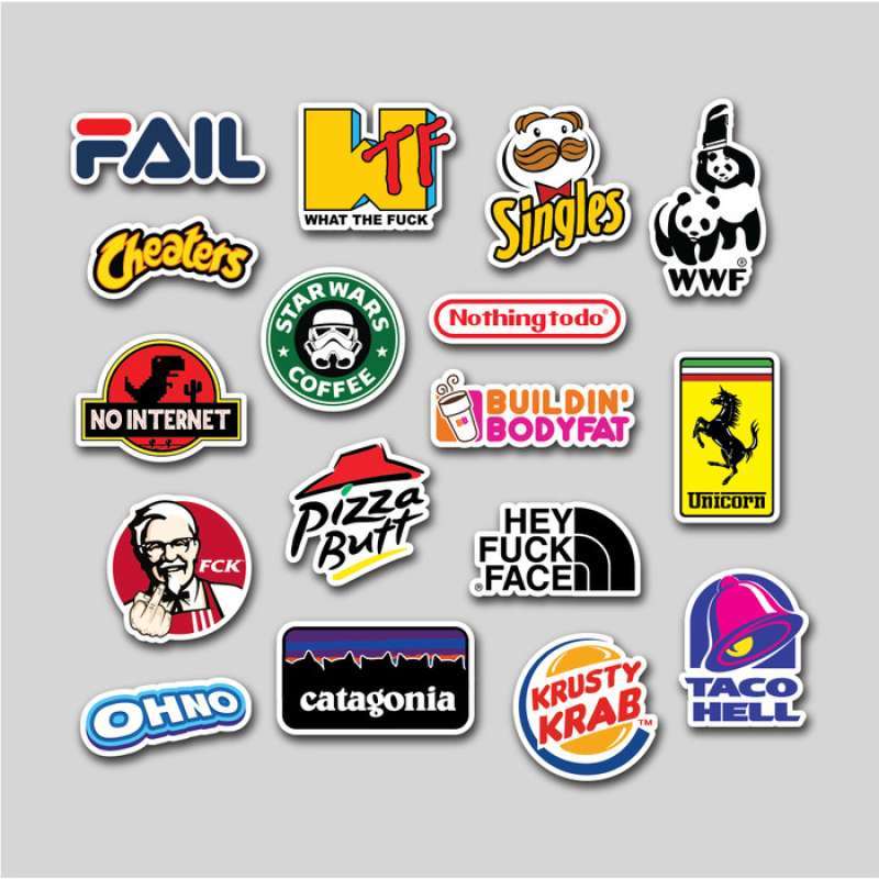 Promo STICKER PACK LOGO BRAND PARODY | STIKER TUMBLER LAPTOP KOPER HELM ...