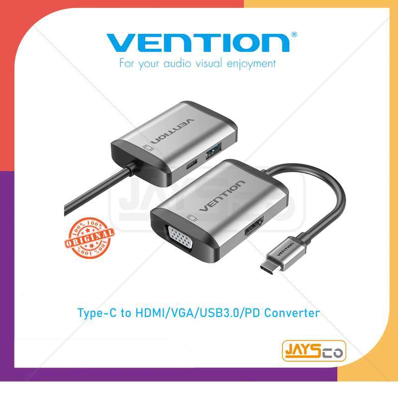 Jual Vention Adapter 4 in 1 USB Type C to HDMI VGA USB 3.0 PD di Seller ...