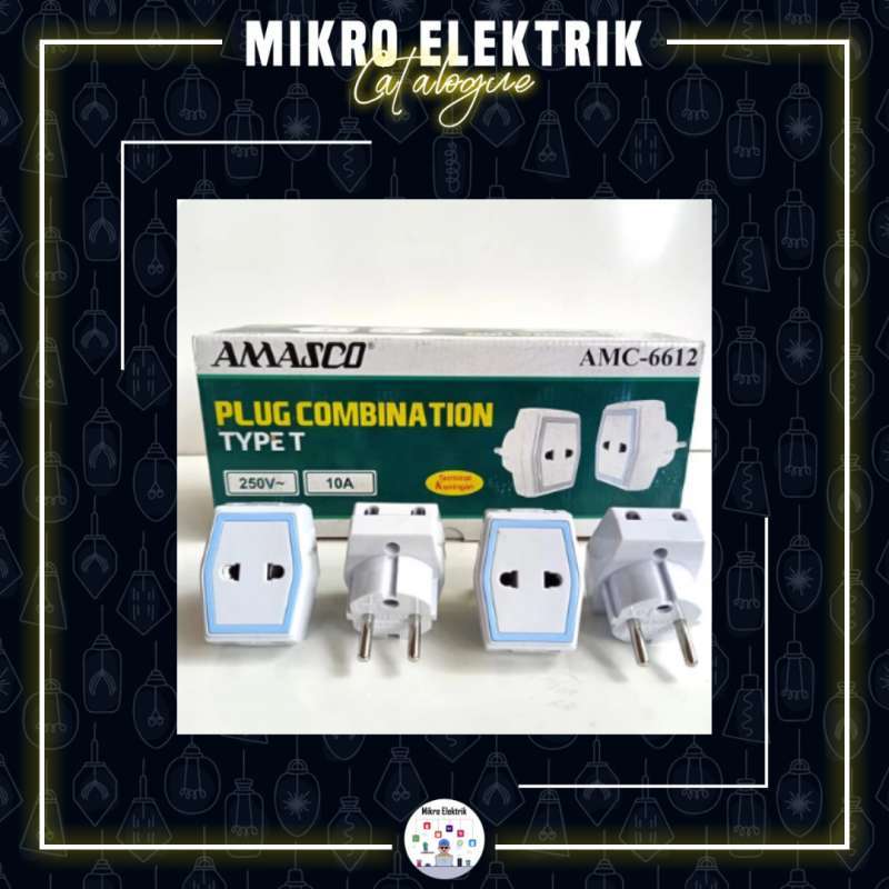 Jual Steker T multi Amasco - colokan cabang 3 - tusuk kontak cabang di ...