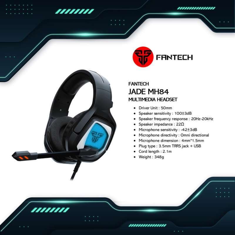 Jual RECOMMEDED!! GAMING HEADSET FANTECH MH84 JADE MULTI-PLATFORM RGB ...