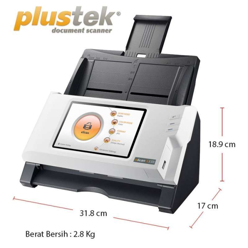 Jual Scanner Plustek eScan A350 Wifi-Network - 25 lbr/mnt - Duplex di ...