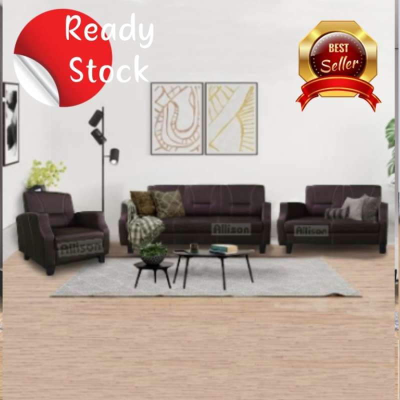 Promo Sofa Set Minimalis Modern Ruang Tamu 321 Dark Brown Diskon 39% di ...