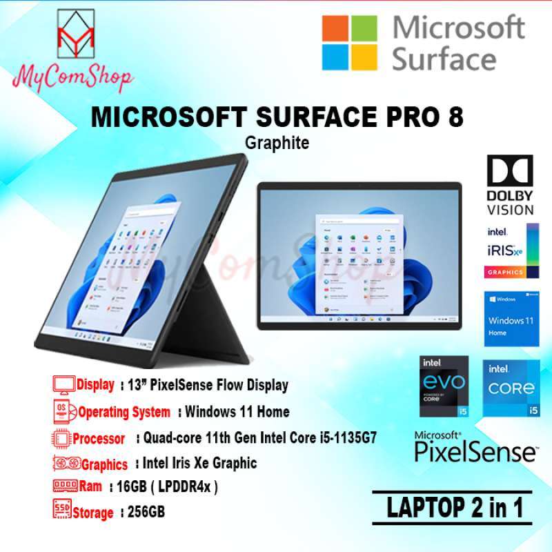 Jual Microsoft Surface Pro 8 Gen 11 intel core i5-1135G7 16GB RAM 256GB ...