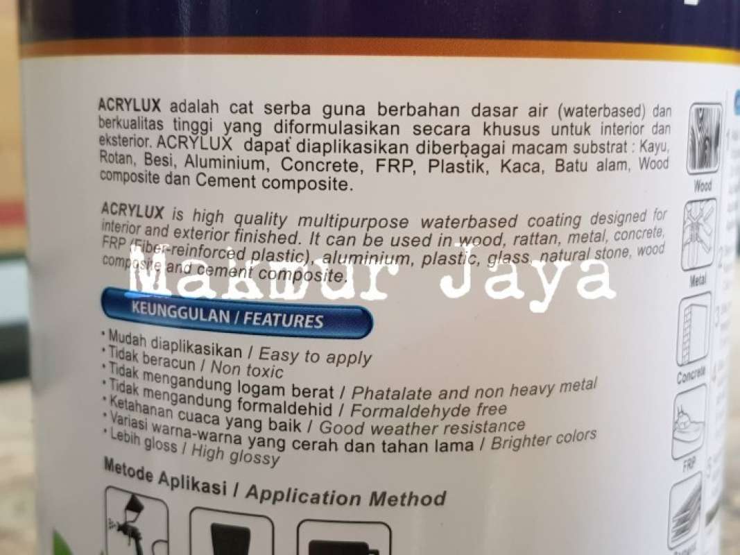 Promo Propan Acrylux Silver Metalic Metallic Cat Duco Water Based ...