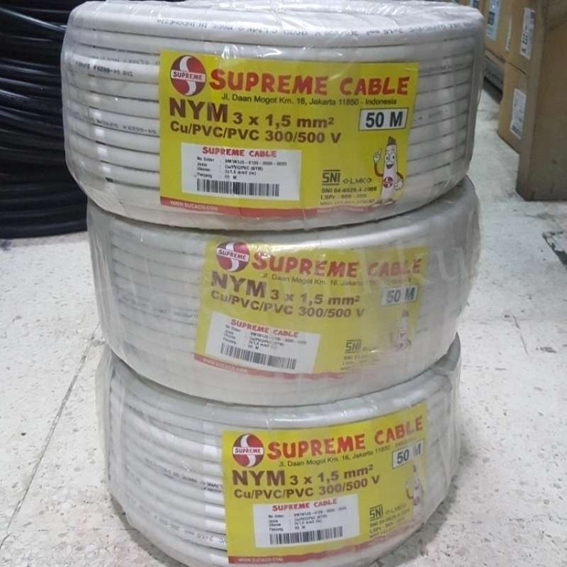 Jual KABEL LISTRIK NYM SUPREME 3 X 1,5MM PANJANG 50 M di Seller Tokounikku - Sukoharjo, Kota ...