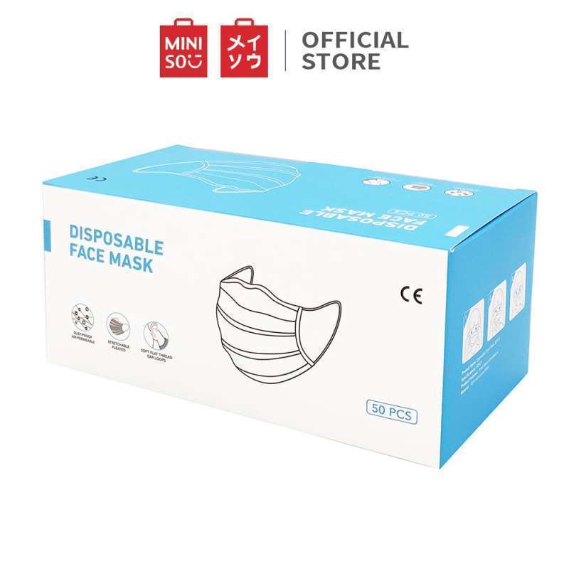 Jual Miniso Masker Wajah Sekali Pakai (50PCS) Disposable Facemask di ...