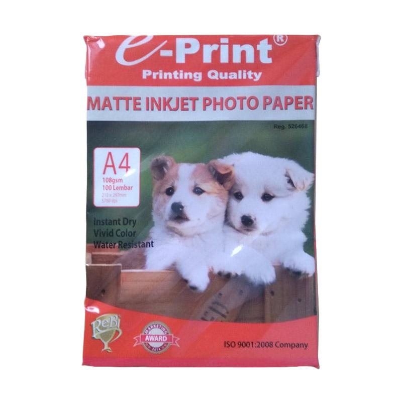 Jual E-Print Matte Inkjet Paper Kertas Foto [A4/ 108 gsm/ 100 Lembar ...