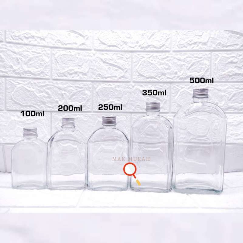 Promo Botol Kaca Polos Gepeng / Glass Bottle Minuman Kopi Jus Susu ...