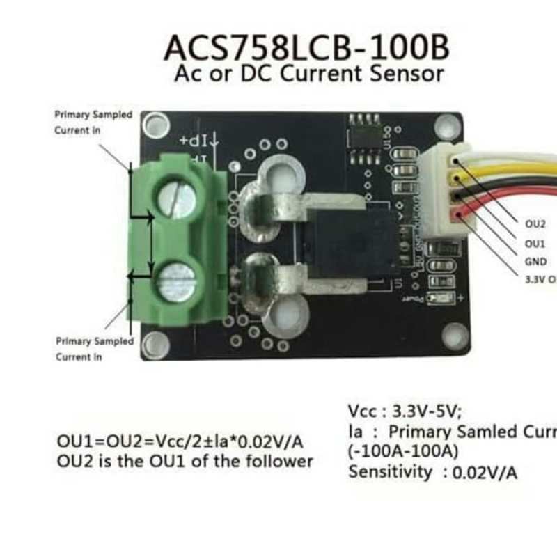 Jual Unik ACS758 100A AC DC Linear Hall RC Arduino Current 100 A Amp ...
