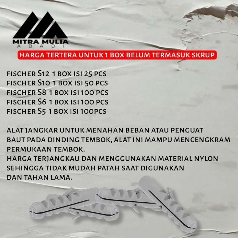 Jual Skrup Fischer Fisher Tembok | Fischer Tembok Ukuran S12, S10, S8 ...