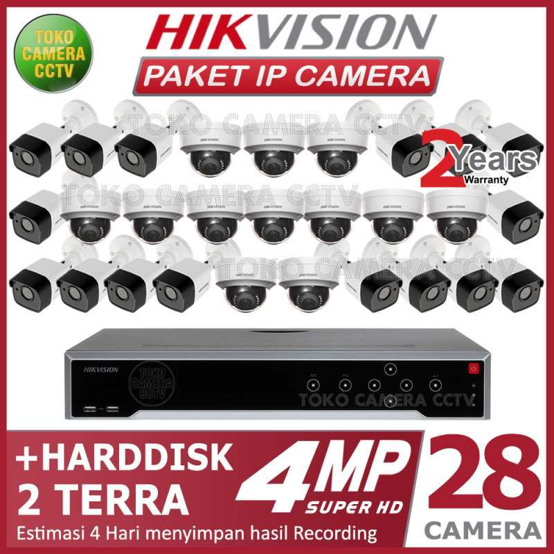 Jual PAKET IP CAMERA HIKVISION 4MP 32 CHANNEL 28CAMERA di Seller TOKO ...