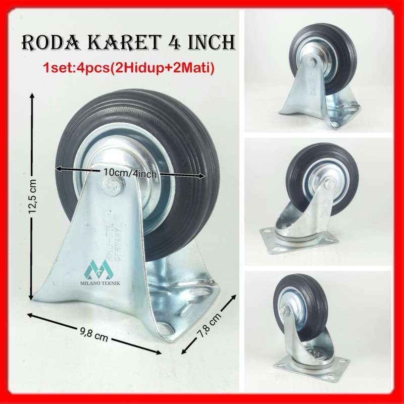 Promo Roda Troli 4 inch (1set:4pcs 2Hidup+2Mati)etalase trolly gerobak ...