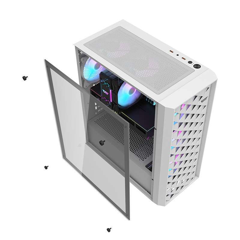 Promo darkFlash DK351 ATX/M-ATX (with 4 Fan RGB) - White Diskon 19% di ...