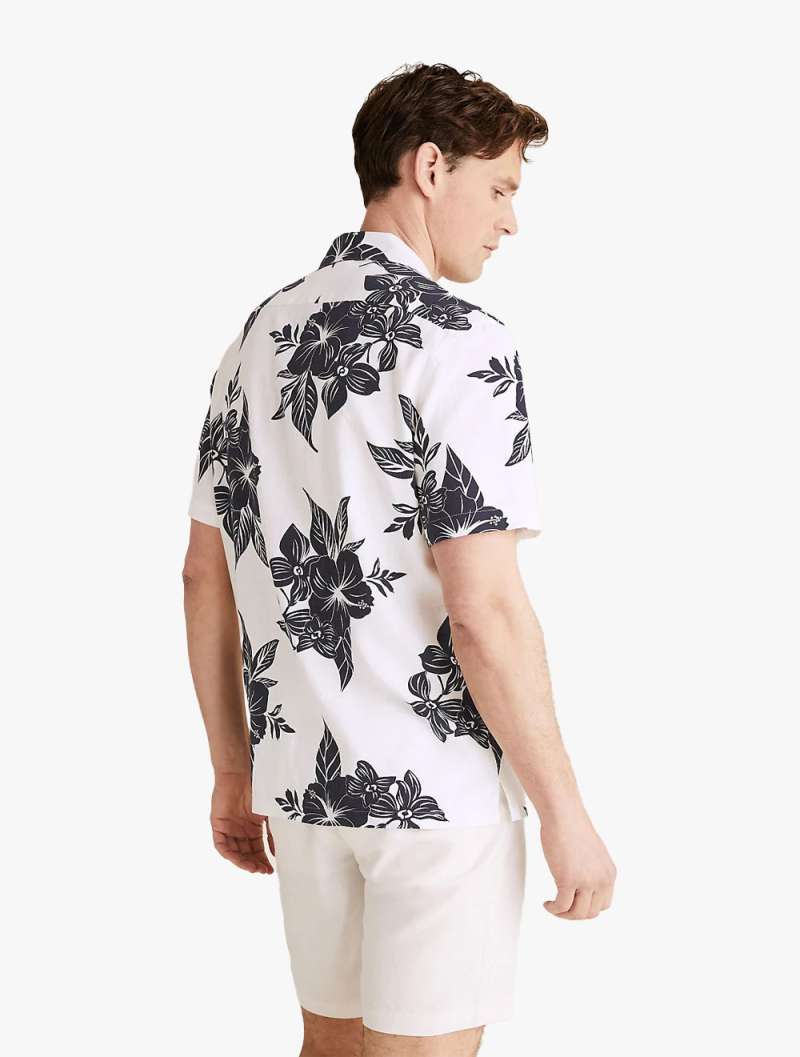 Jual Marks & Spencer - Kemeja Pria - Linen Tropical Print Shirt - Ecru ...