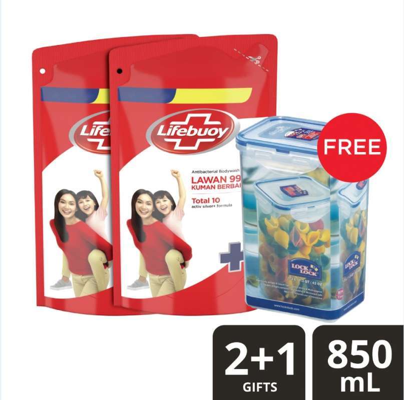 Jual LIFEBUOY Total 10 Refill Body Wash [850 mL]/Twinpack + Free ...