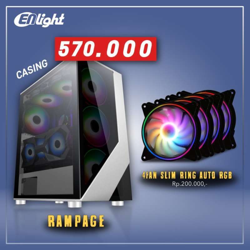 Promo FREEONG Casing Enlight Rampage Gaming PC Case - Casing + Fan ...
