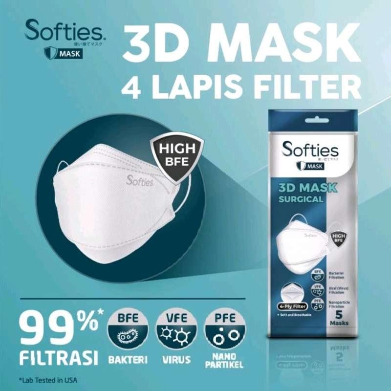 Jual Softies 3D Mask Surgical 4ply isi 20/masker Medis KF94 Softies ...