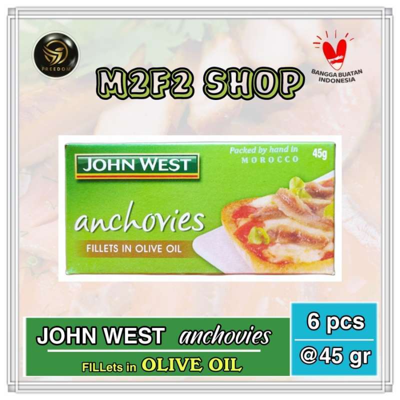 Jual John West Anchovies Fillets In Olive Oil - 45 gr (Kemasan 6 Pcs) di Seller M2F2 Shop - M2F2 ...