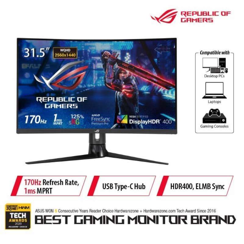 Jual Asus Rog Strix Xg32vc Gaming Monitor [31.5 Wqhd, 170hz, Hdr] Di ...