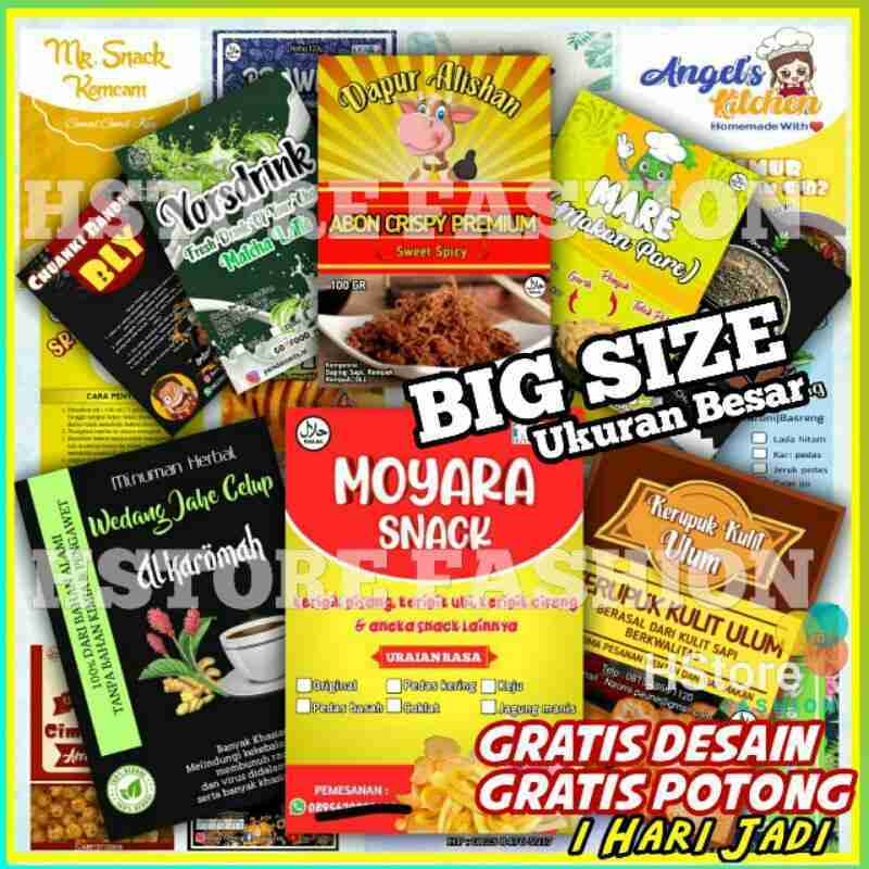 Jual Cetak Stiker Label Makanan Ukuran Besar Desain Gratis - 9cm X 15 ...
