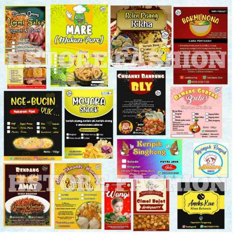 Jual Cetak Stiker Label Makanan Ukuran Besar Desain Gratis - 9cm X 15 ...