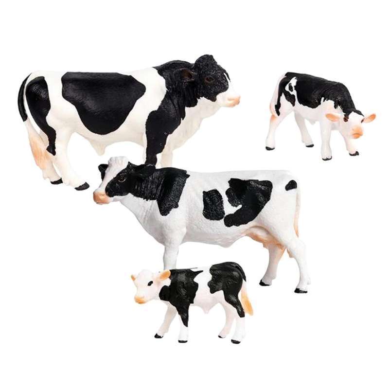 Jual 4pcs Pvc Solid Farm Animal Figurines Toy Miniatures Realistic Cow ...